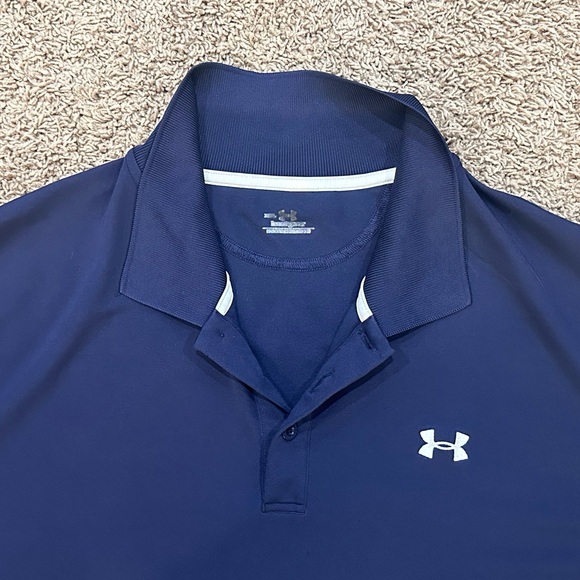 Under Armour | Shirts | Under Armour Mens Deep Blue Polo Shirt Xxl Heat ...